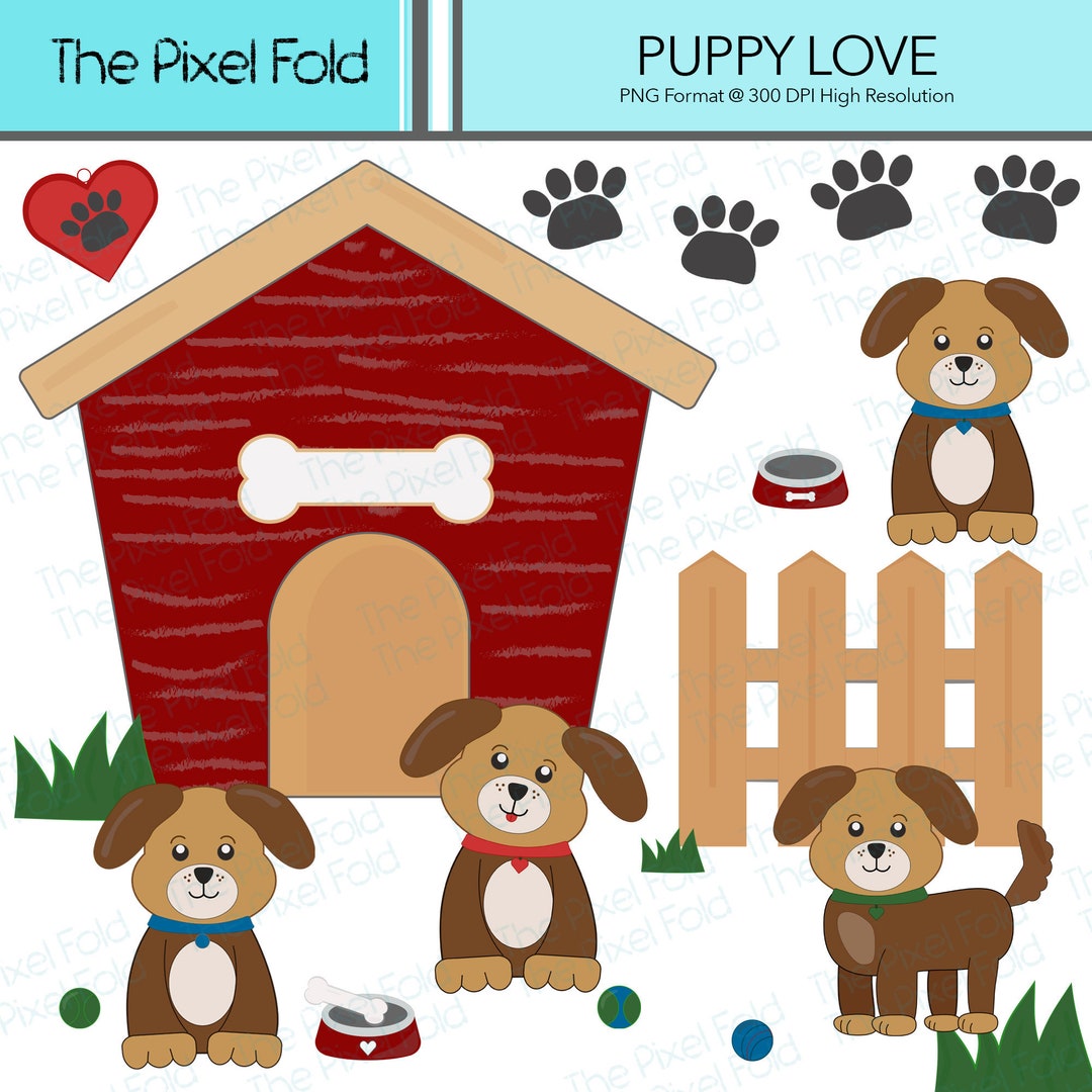 Puppy Love Clipart | Printable Dog PNG | Cute Puppies & Dogs - Etsy