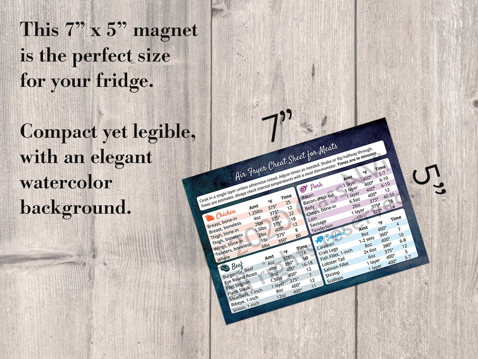 Kitchen Magnet, Cooking Magnet, Cook Time, Air Fryer Cheat Sheet ...