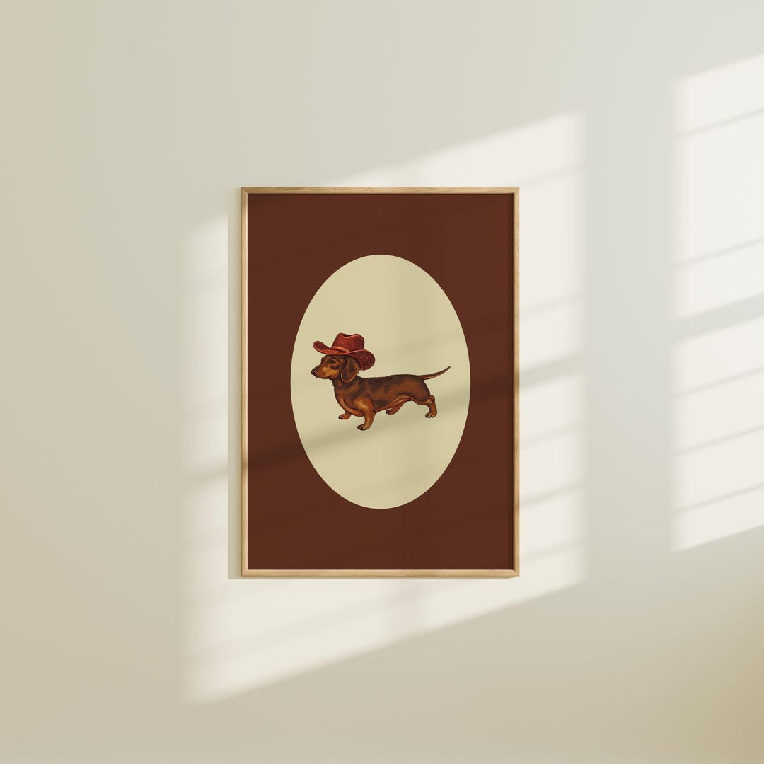 Western Dachshund/cowboy Weiner Dog Wall Art Print - Etsy