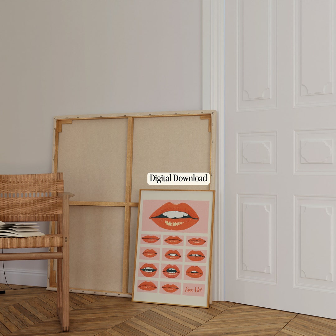 Kiss Me! 1970's Inspired Lips Digital Download Art Print - Etsy