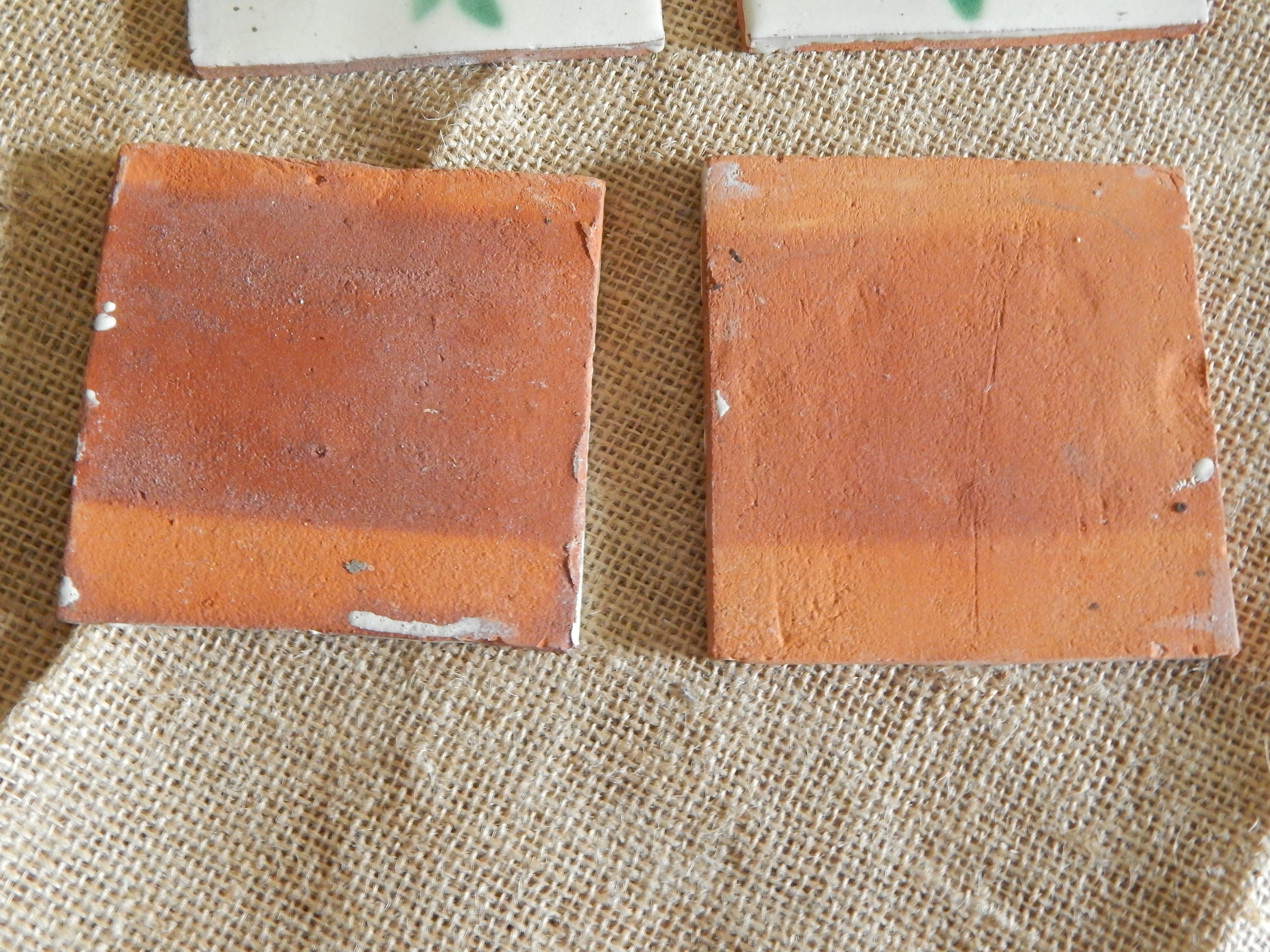 Mexican Terra Cotta Tile Vintage 4x 4 X 1/4 Clay Handpainted Tile. Set ...