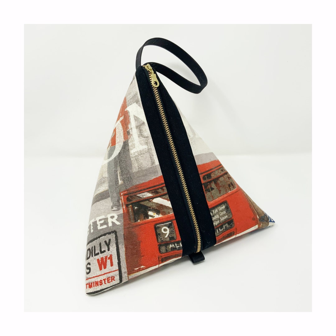 Triangular Pyramid Wristlet Bag: London Print Geometric Purse - Etsy