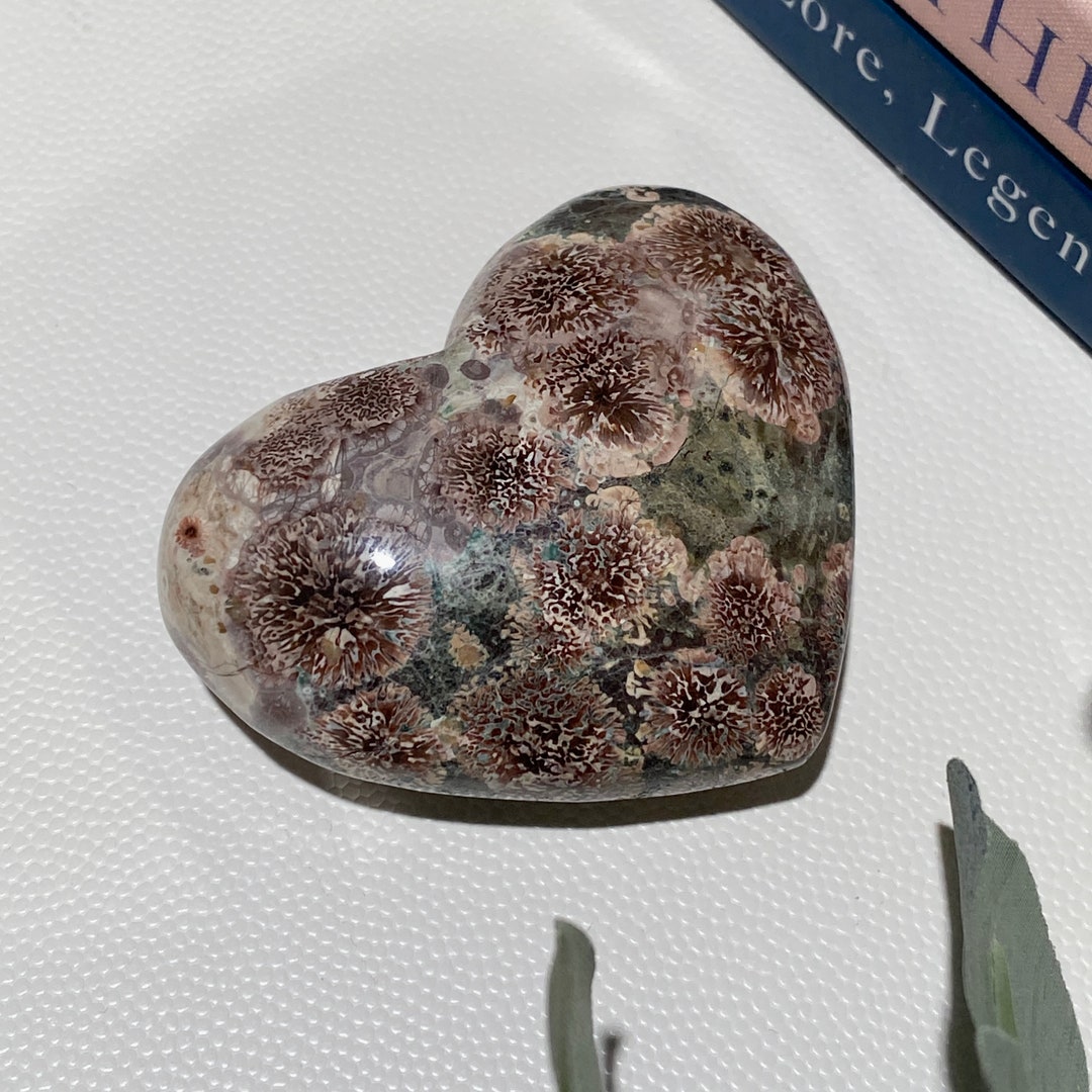 Green Flower Agate Heart for Nurturing - Etsy