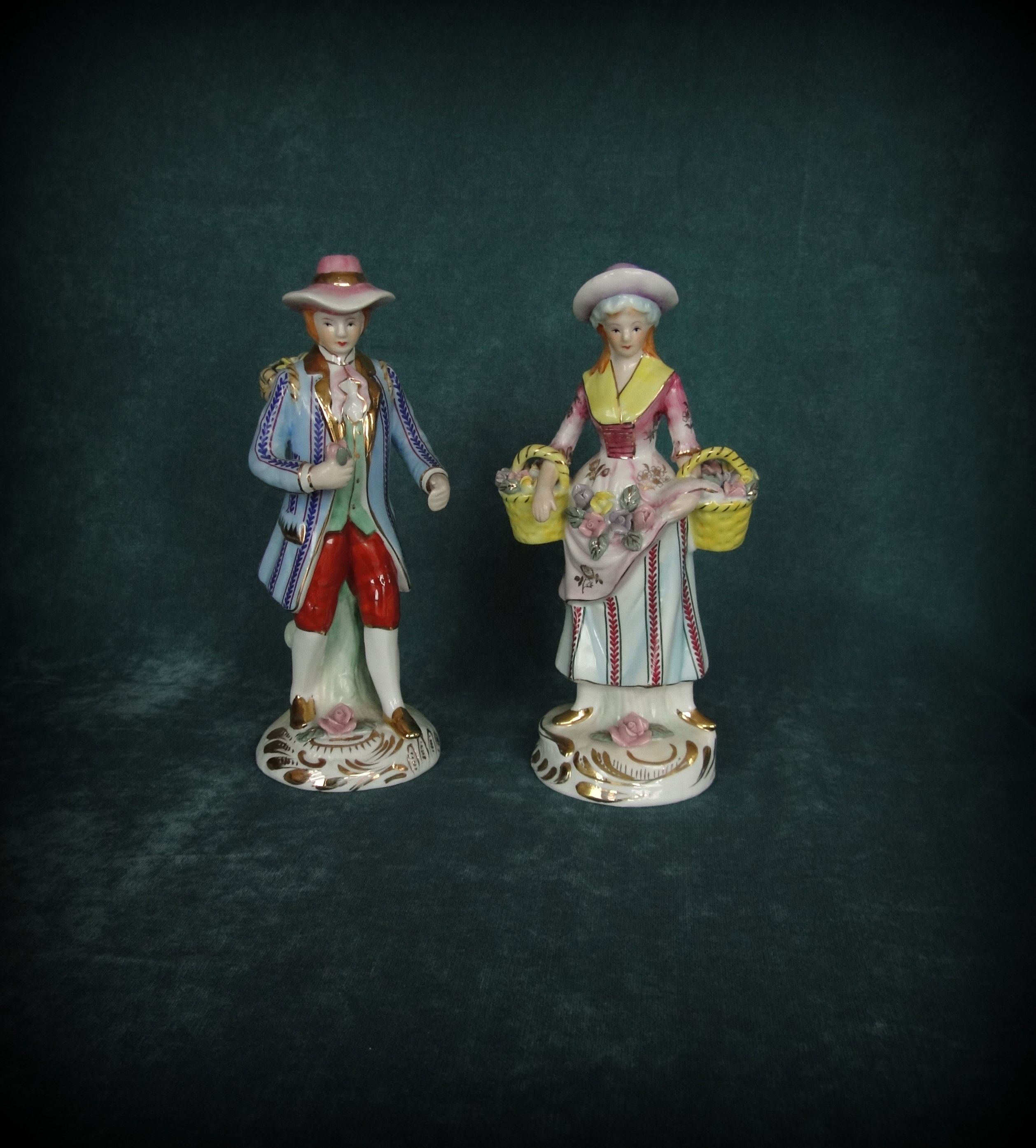 Limoges Figurine Couple Gathering Flowers in Period Costumes - Etsy