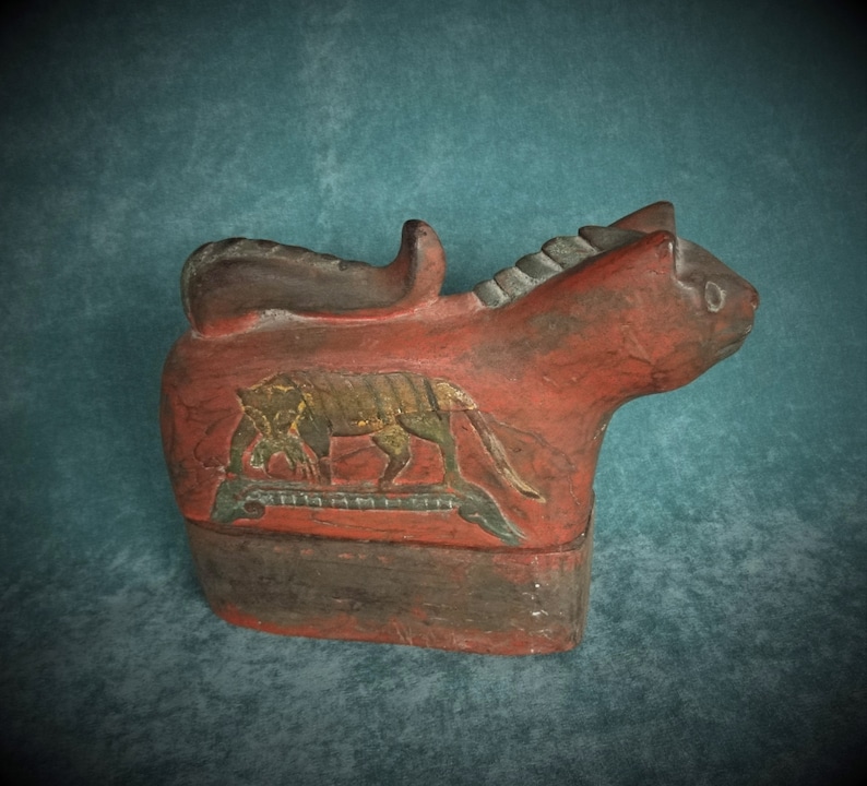 Native American Folk Art Design Cat Carving - Folk Art Hand Carved Wood ...