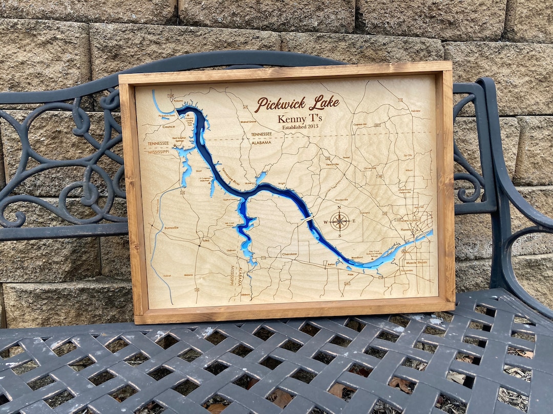 Lake Pickwick 3D Wood Map: Engraved Multi-layered Lake Art - Etsy