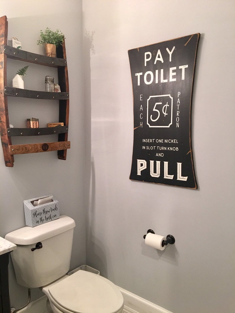 Pay Toilet 5 Cents Bathroom Decor Sign Farmhouse Style Wood - Etsy