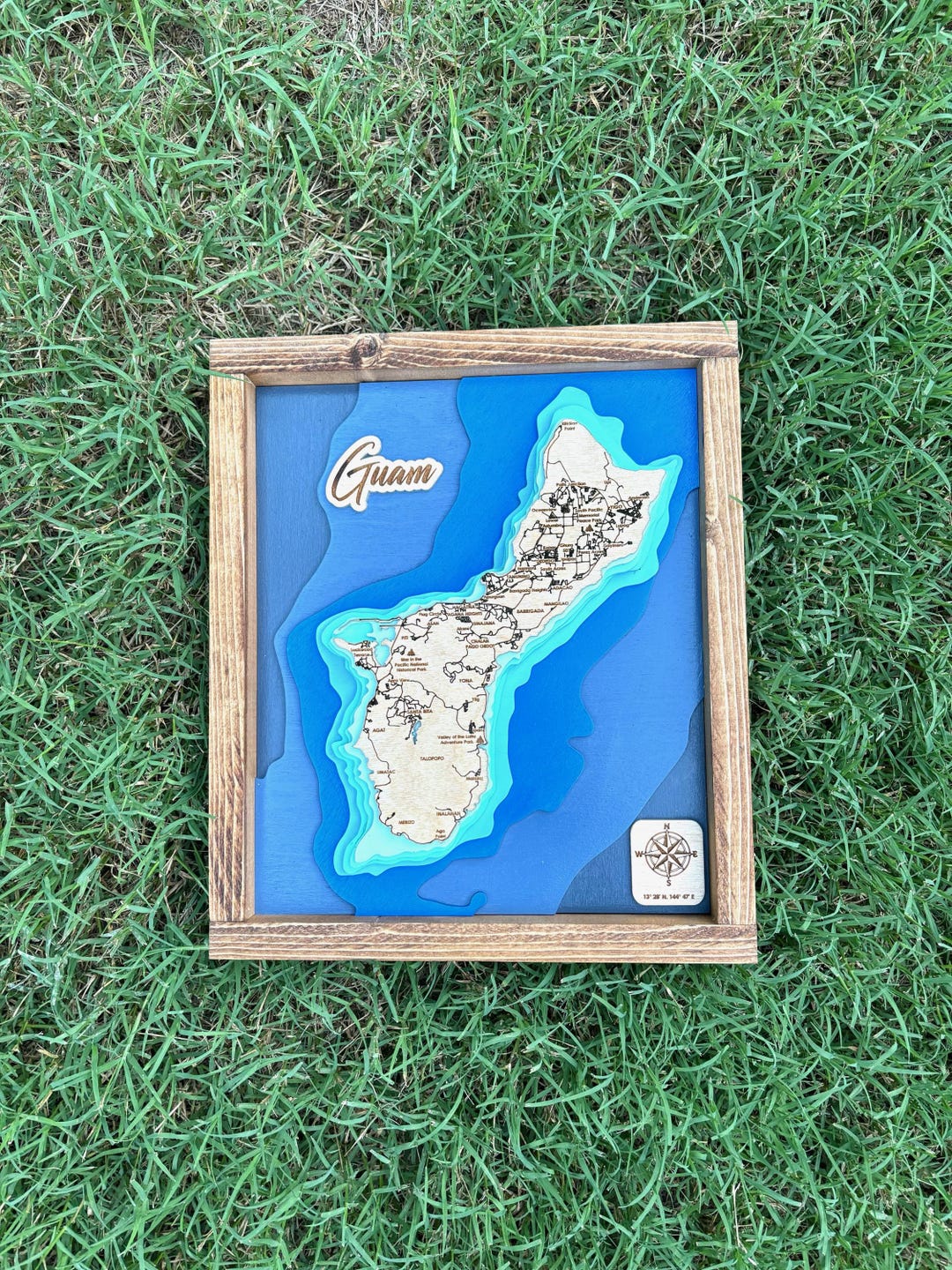 Guam 3D Wood Map: Multi-layered Engraved Framed Art - Etsy