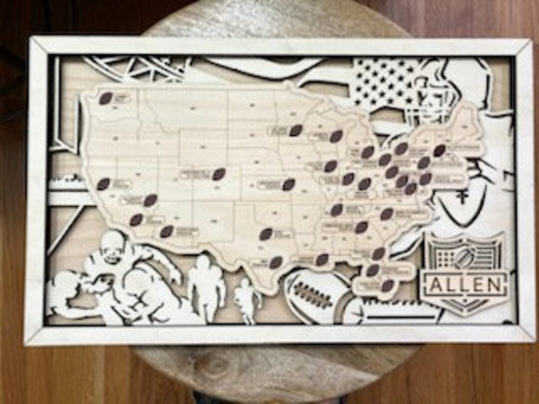 NFL Football Stadium Travel Map Bucket List United States - Etsy