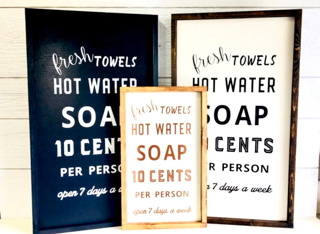 Fresh Towels Hot Water Soap Bathroom Sign - Etsy