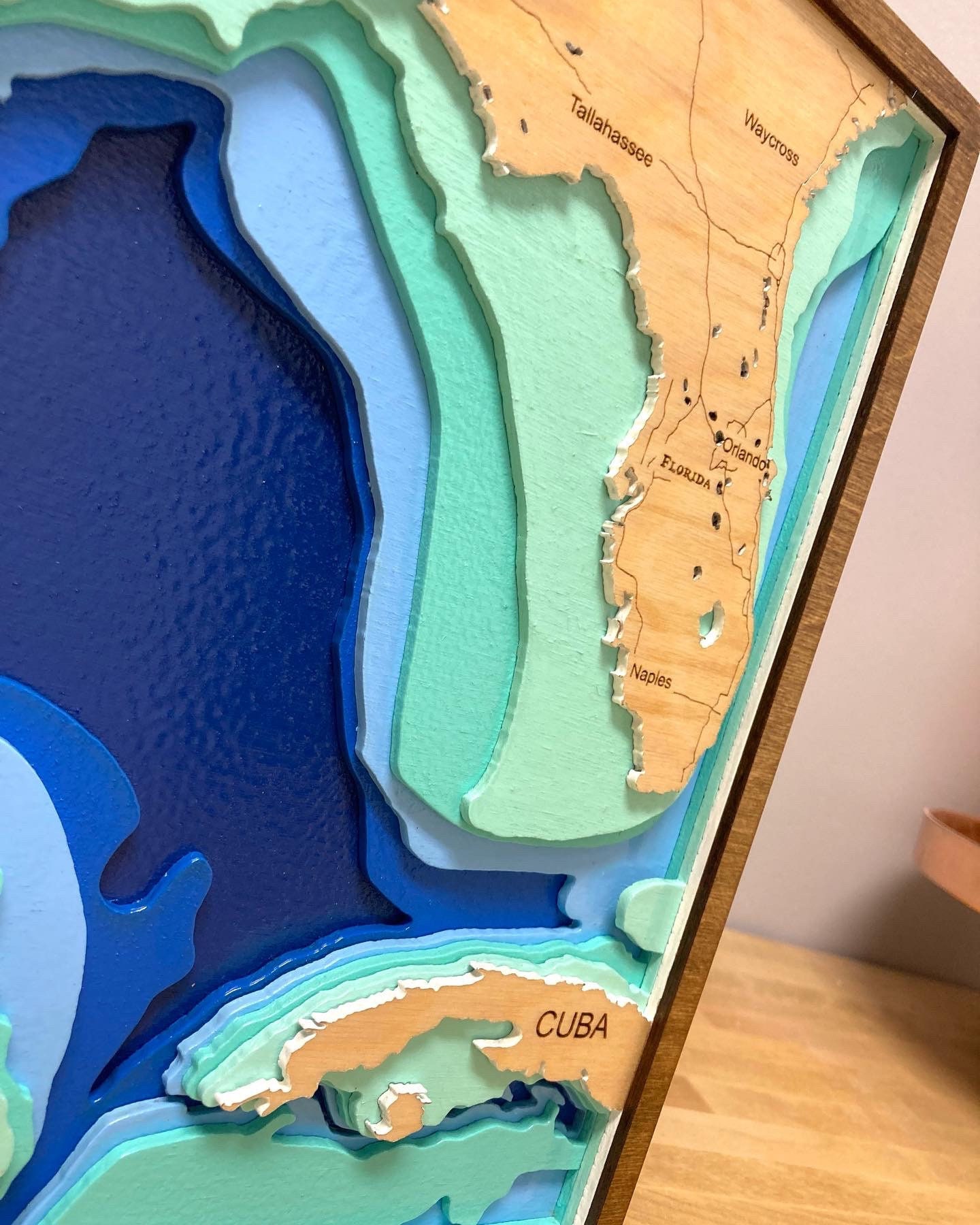Gulf of Mexico 3D Wood Map: Eight-layer Engraved City Map - Etsy