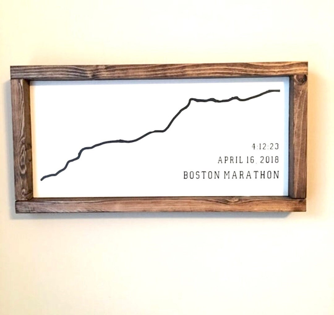 Boston Marathon Route Commemorative Wood Sign Customized Marathon Sign ...