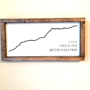 Boston Marathon Route Commemorative Wood Sign Customized Marathon Sign ...