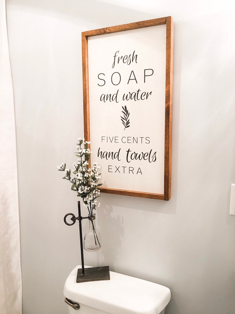 Fresh Soap and Water Bathroom Sign Five Cents Hand Towels | Etsy