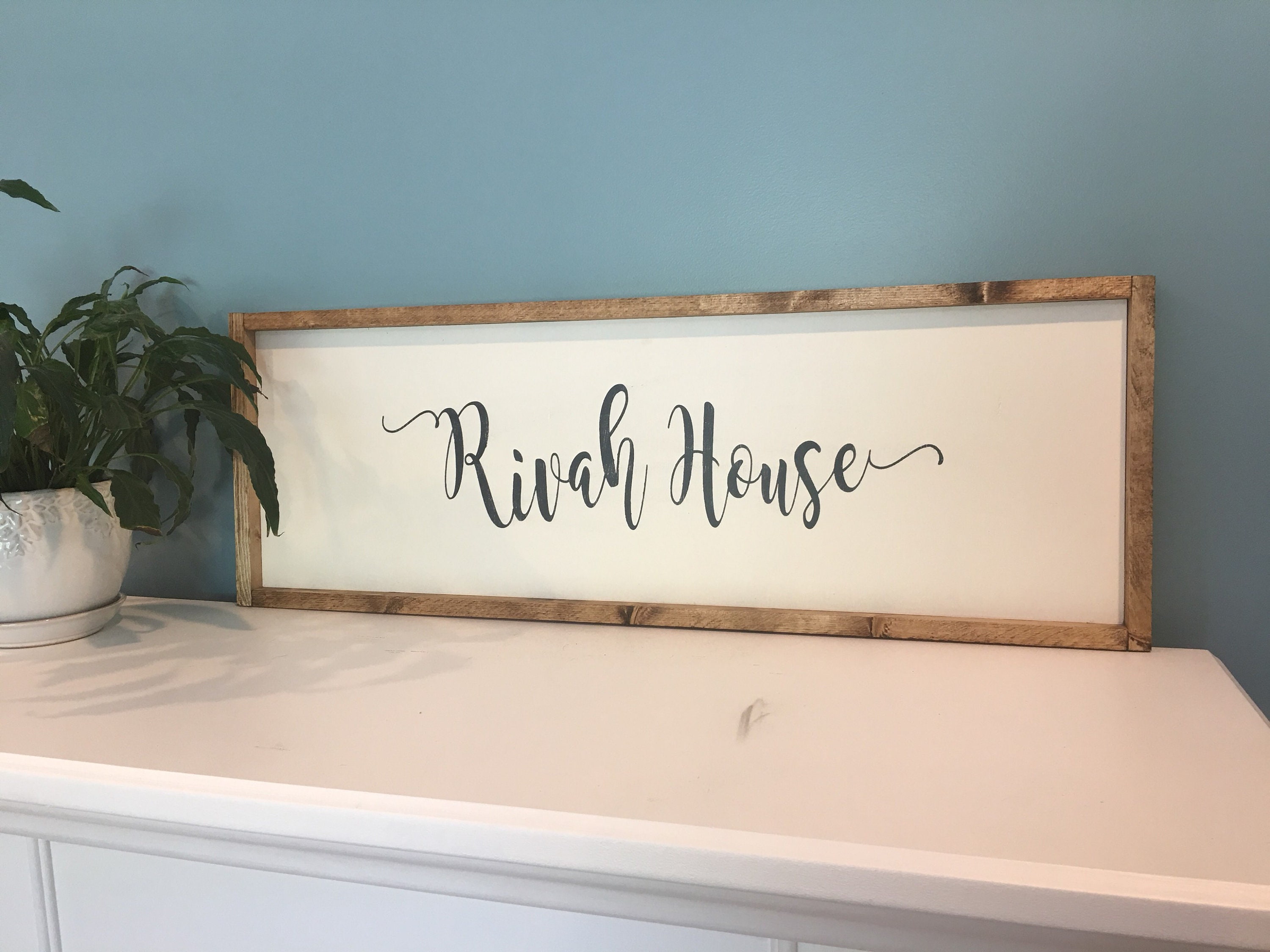 Rivah House River House distressed wood framed sign | Etsy