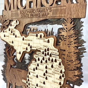 Michigan State Park Travel Map Made of Wood and Customizable Road Trip ...