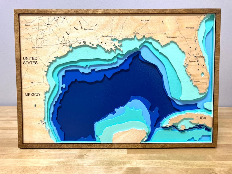 Gulf of Mexico 3D Wood Map: Eight-layer Engraved City Map - Etsy Australia