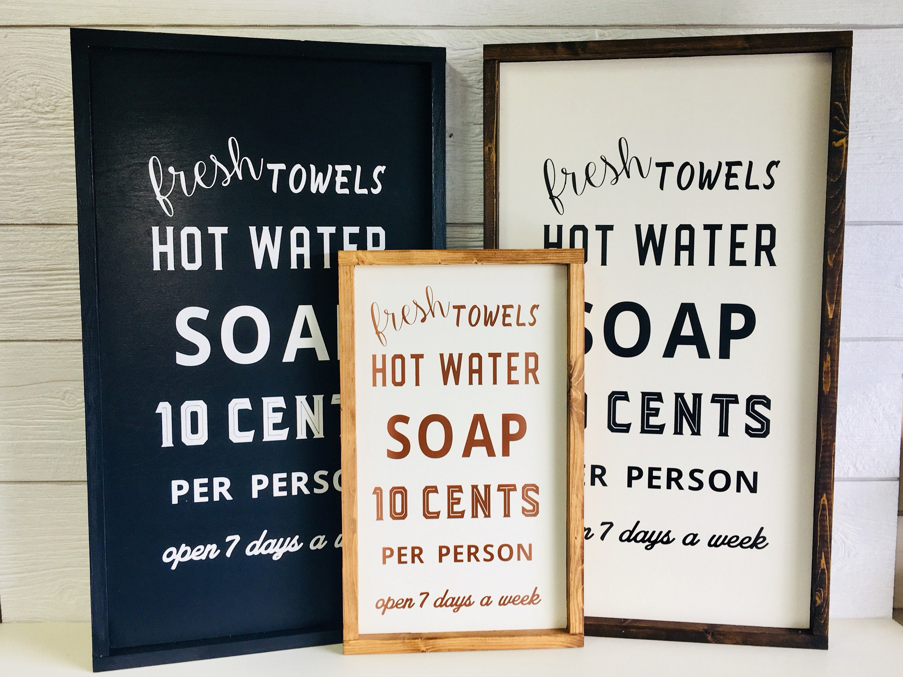 Fresh soap and water bathroom sign five cents hand towels | Etsy