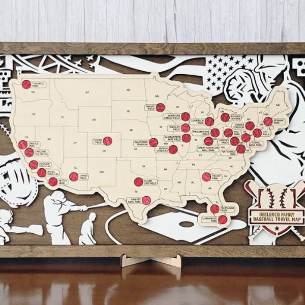 Mlb Stadium Map Wood - Etsy