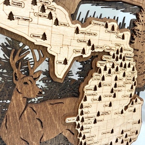 Michigan State Park Travel Map Made of Wood and Customizable Road Trip ...