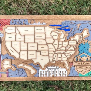 United States Travel Map Made of Wood and Fully Customizable and ...