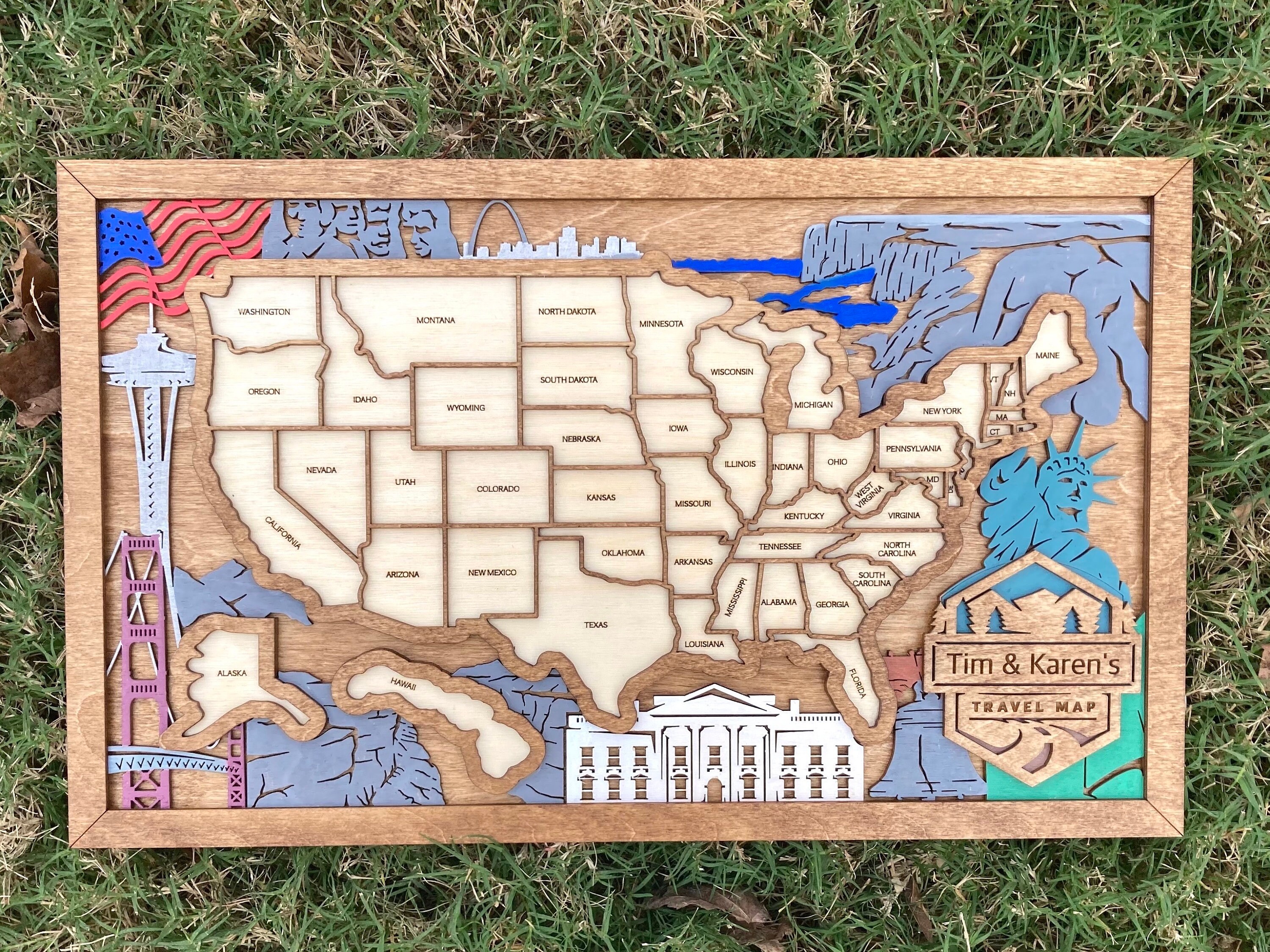 United States Travel Map Made of Wood and Fully Customizable and ...