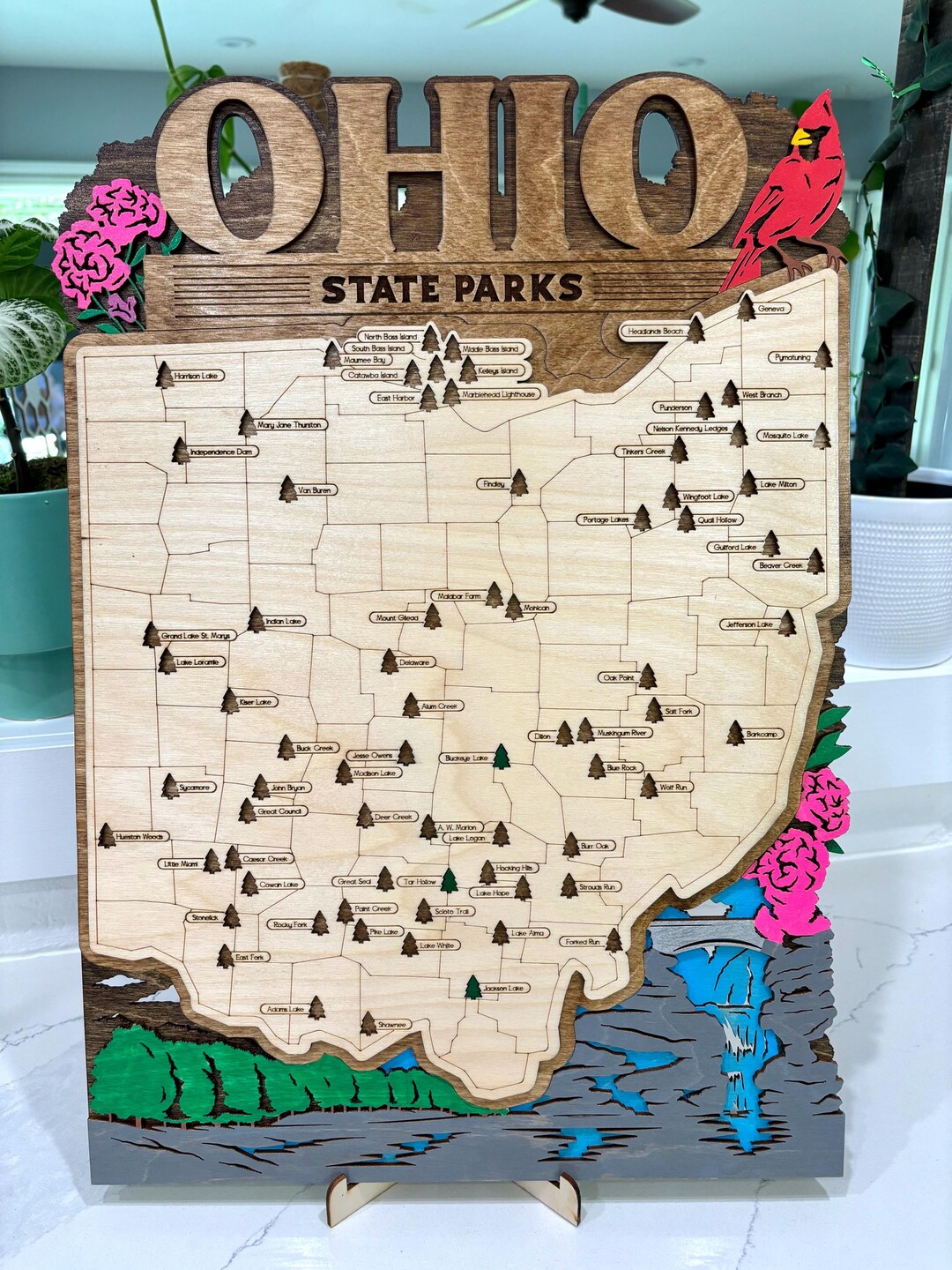 Ohio State Park Travel Map Made of Wood and Customizable Road Trip Map ...