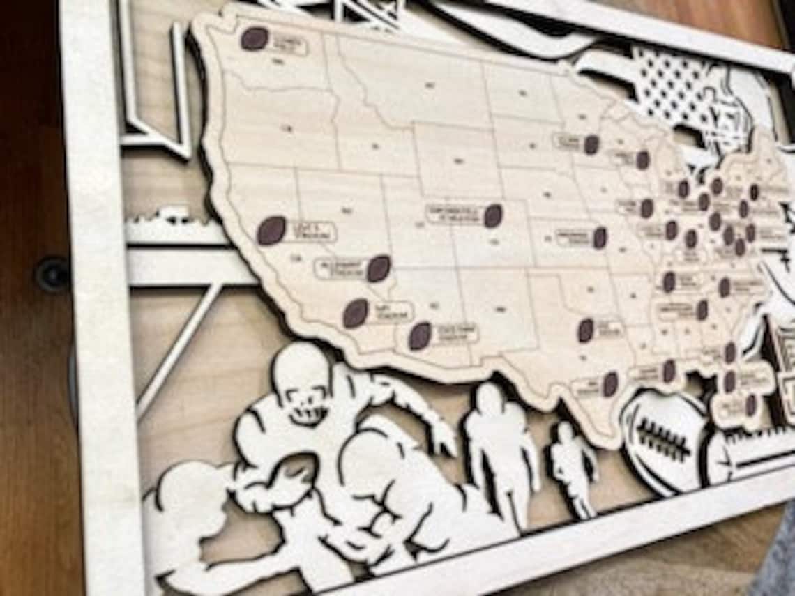 NFL Football Stadium Travel Map Bucket List United States - Etsy