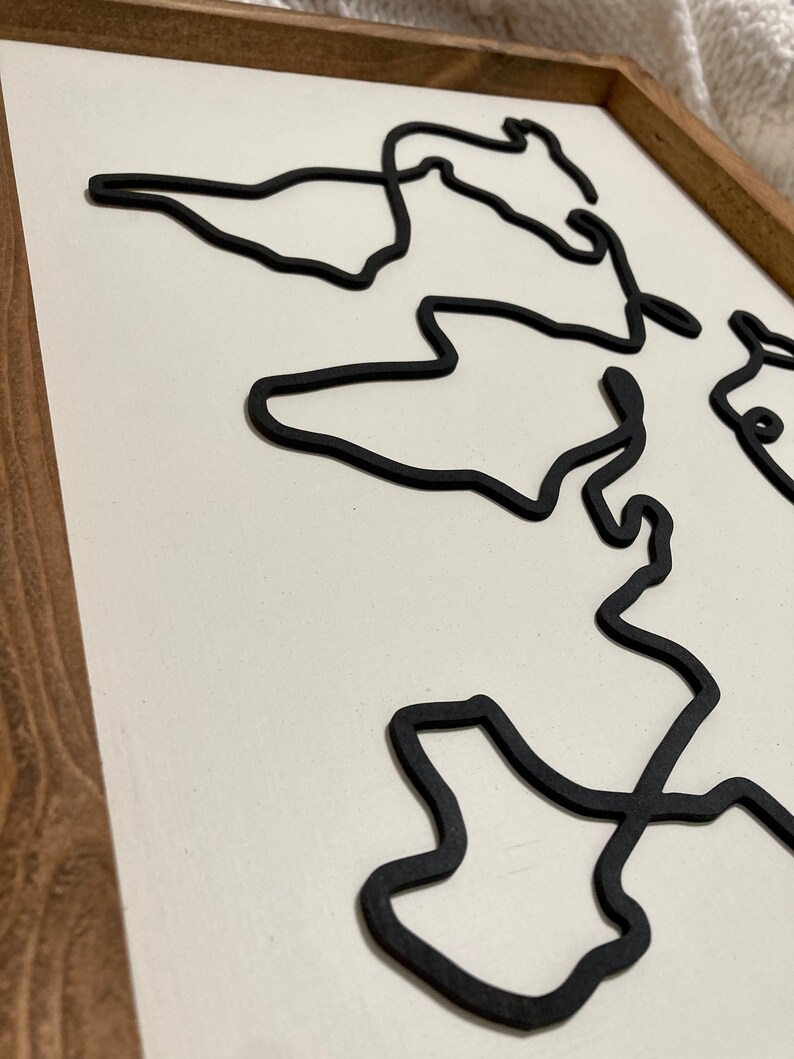 World Map Line Art World Map Wall Art One Line World Map - Etsy