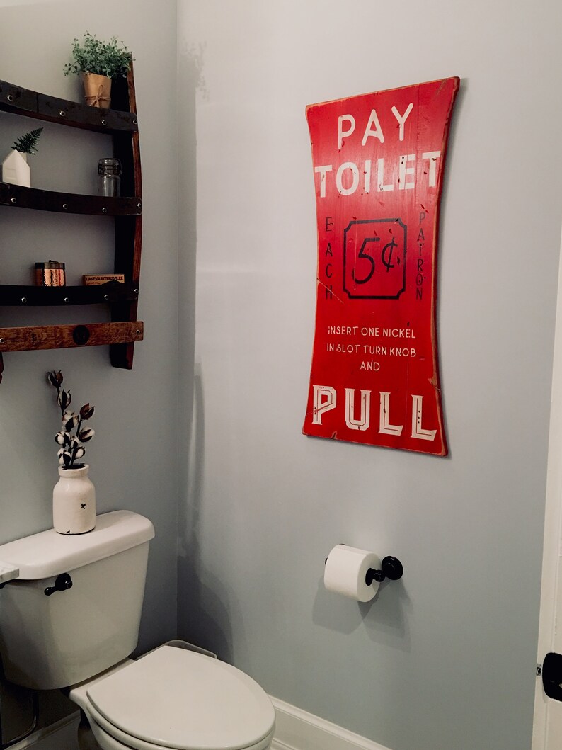 Pay Toilet 5 Cents Bathroom Decor Sign Farmhouse Style Wood - Etsy