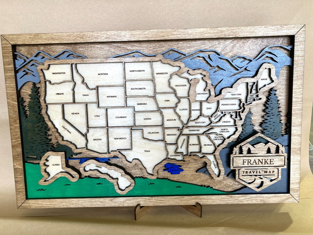 United States Travel Map Made of Wood and Fully Customizable and ...
