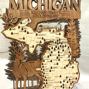 Michigan State Park Travel Map Made of Wood and Customizable Road Trip ...