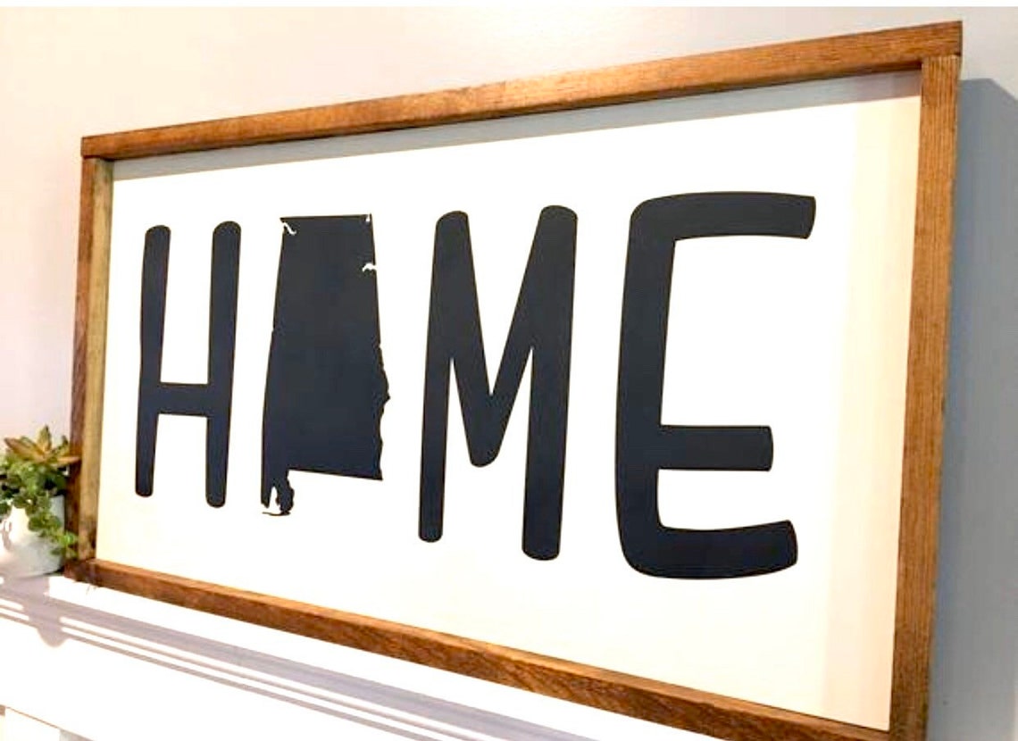 HOME Wood Framed Sign With Customizable State Logo - Etsy