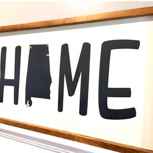 HOME Wood Framed Sign With Customizable State Logo - Etsy