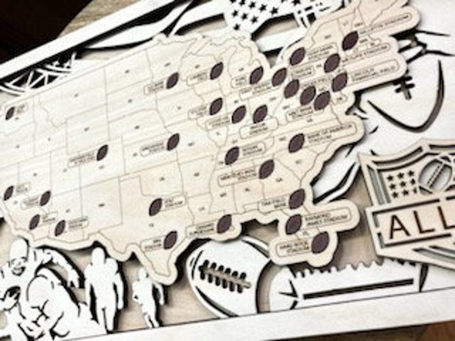 NFL Football Stadium Travel Map Bucket List United States - Etsy