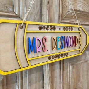 Teacher Pencil Door Hanger Appreciation Gift School Pencil Sign ...
