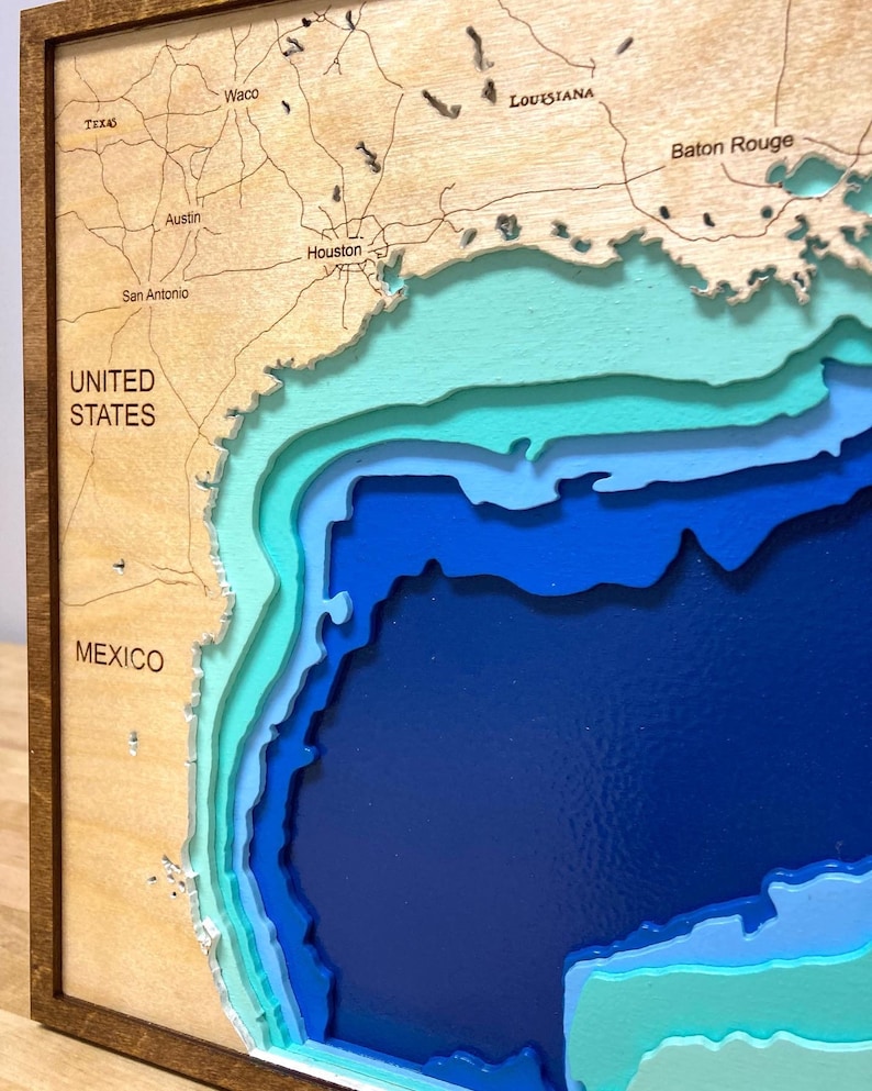 Gulf of Mexico 3D Wood Map: Eight-layer Engraved City Map - Etsy