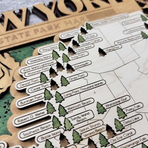 Wooden New York State Park Travel Map: Customizable Road Trip Tracker ...