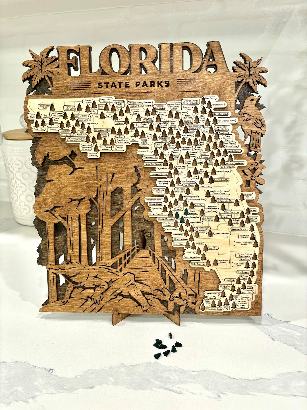 Florida State Park Travel Map Made of Wood and Customizable Road Trip ...