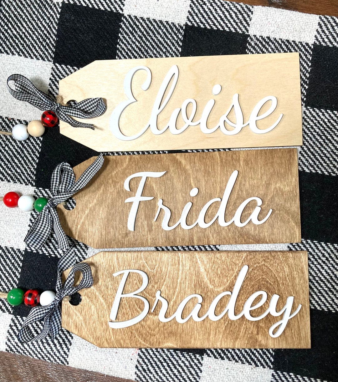 Personalized Wooden Stocking Tag, Stocking Name Tags, Farmhouse Name ...