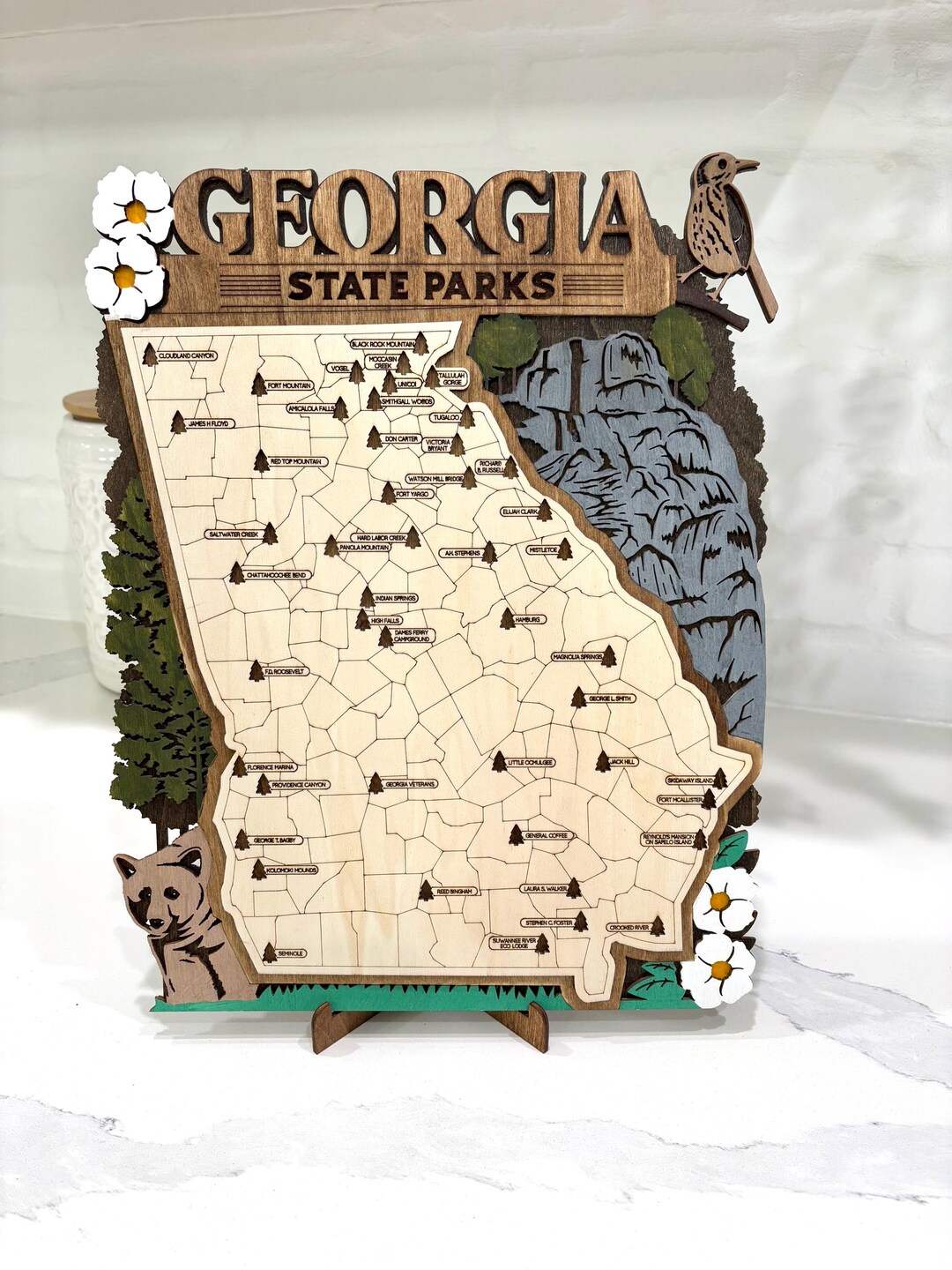 Georgia State Park Wood Travel Map: Customizable Road Trip Decor - Etsy