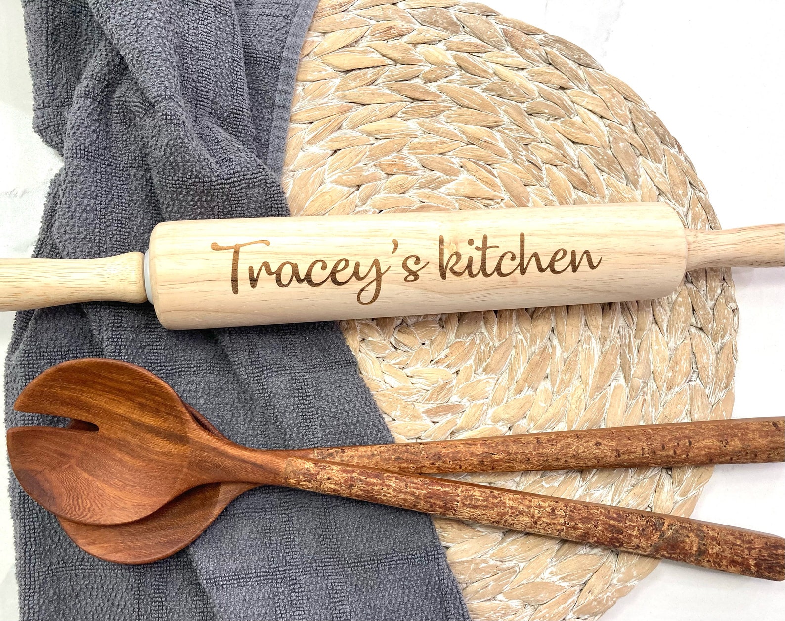 Personalized Engraved Wood Rolling Pin: Custom Baking Gift - Etsy