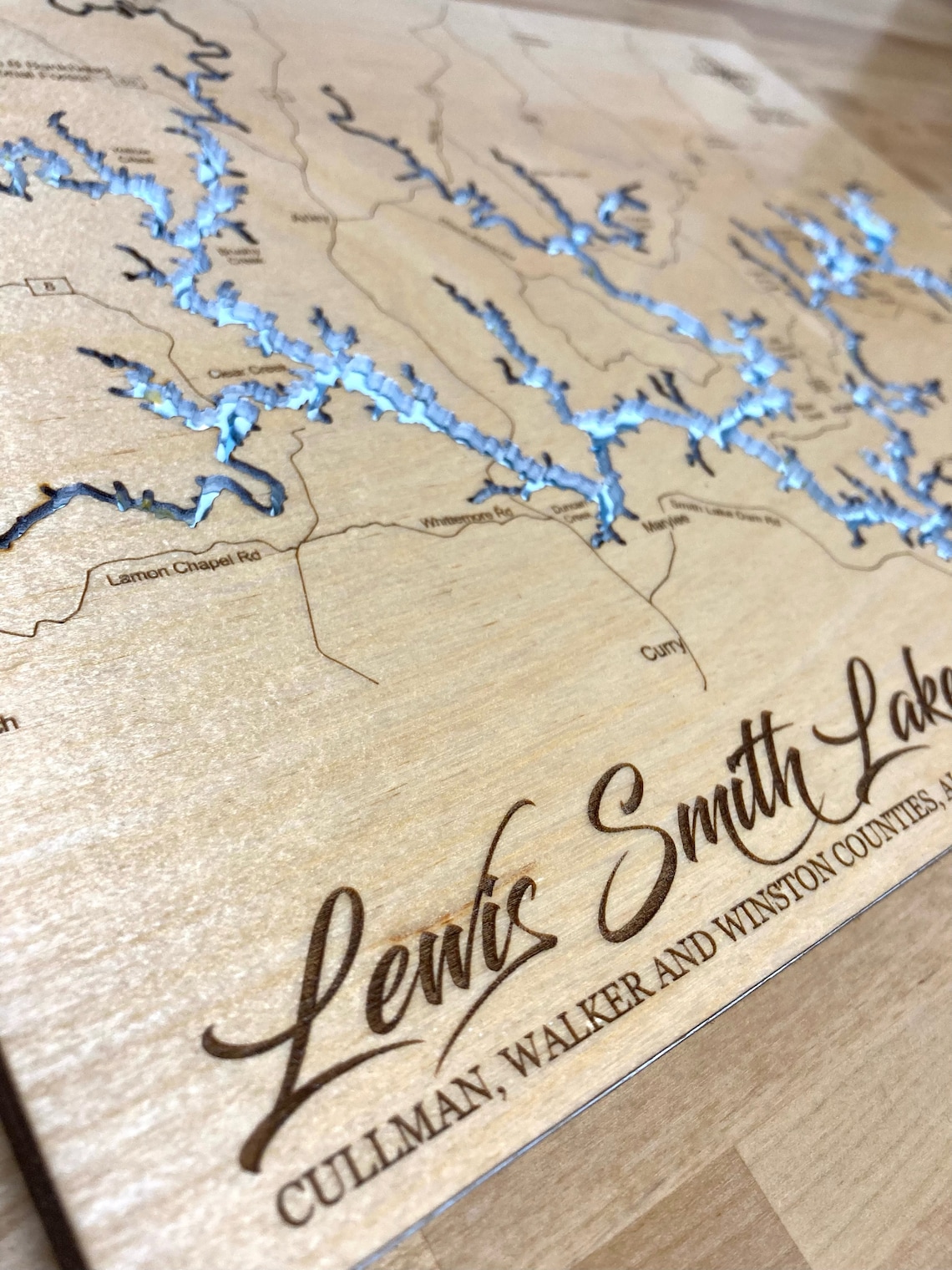 Lake Smith Custom 3D Multi Layered Wood Lake City Map Engraved and ...