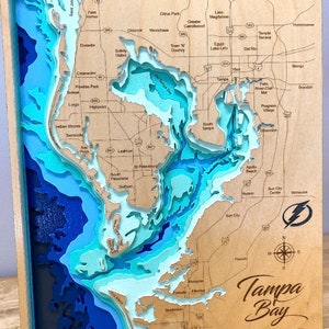 Tampa Bay Map Custom Eight Layer 3D Multi Layered Wood Lake City Map ...