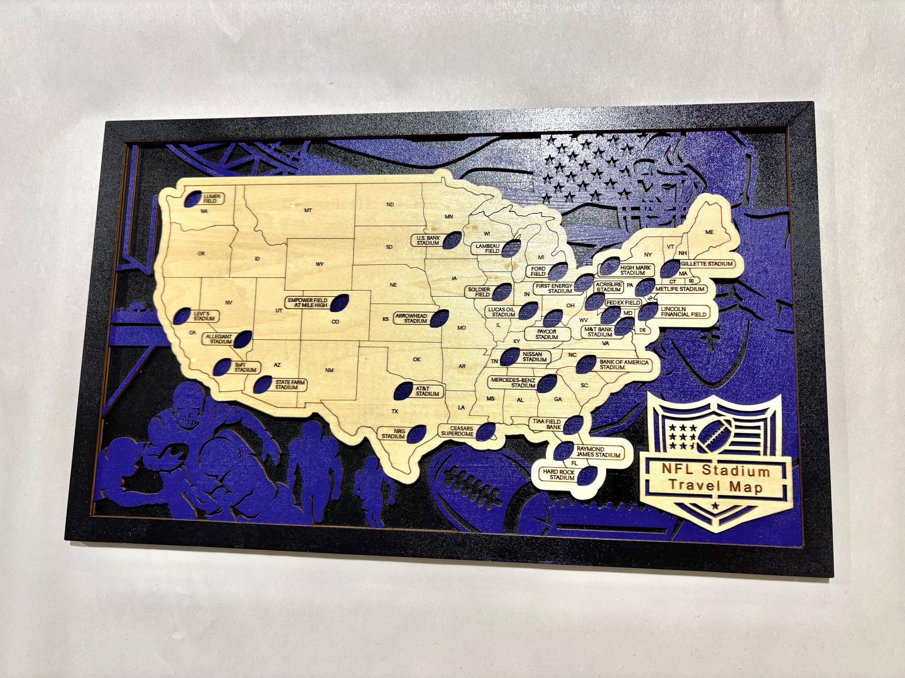 NFL Football Stadium Travel Map Bucket List United States Travel Map ...