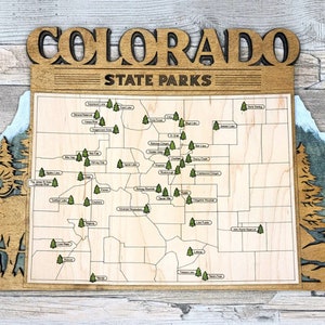 Colorado State Park Travel Map Made of Wood and Customizable Road Trip ...