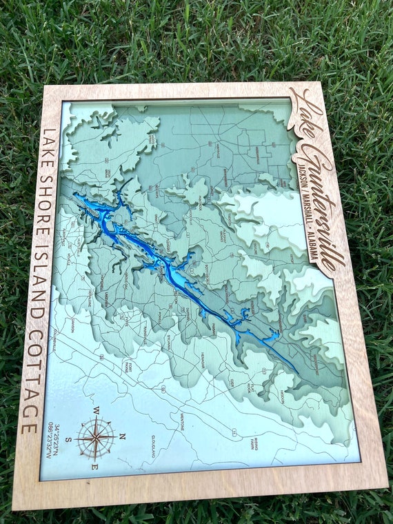 Mapa Del Lago Guntersville Con Profundidades Guntersville Lake Topo