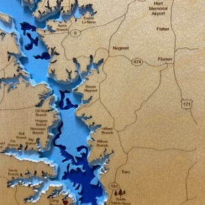 Toledo Bend Reservoir 3D Wood Map Art: Texas, Louisiana - Etsy