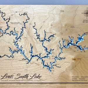 Lake Smith Custom 3D Multi Layered Wood Lake City Map Engraved and ...