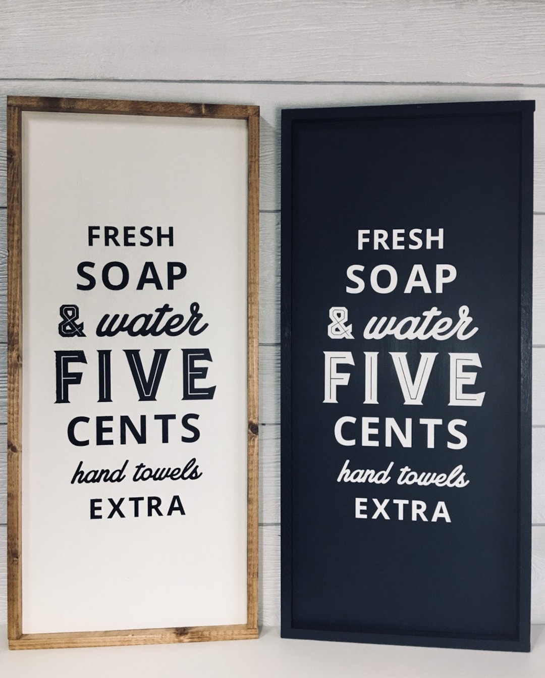 Fresh Soap and Water Bathroom Sign Five Cents Hand Towels Extra Sign ...